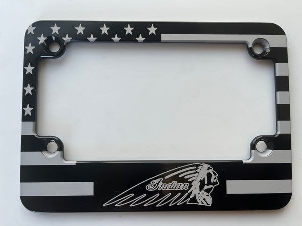 Indian American Flag Billet Aluminum Motorcycle License Plate Frame ...