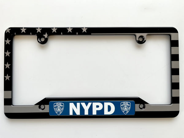 American Flag Blue Line and NYPD Billet Aluminum License Plate Frame ...