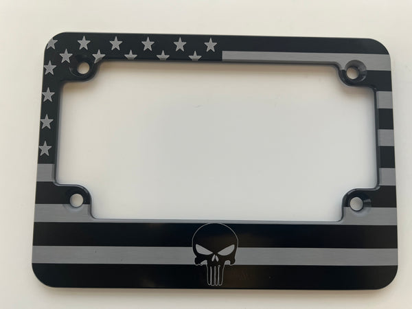 Punisher American Flag Billet Aluminum Motorcycle License Plate Frame ...